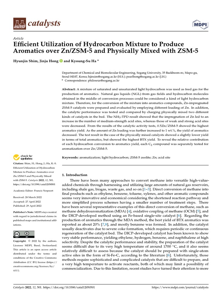 Efficient Utilization of Hydrocarbon Mixture To Produce Aromatics | PDF | Benzene | Catalysis