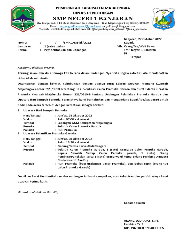 Surat Undangan Orang Tua | PDF Surat Undangan Orang Tua | PDF