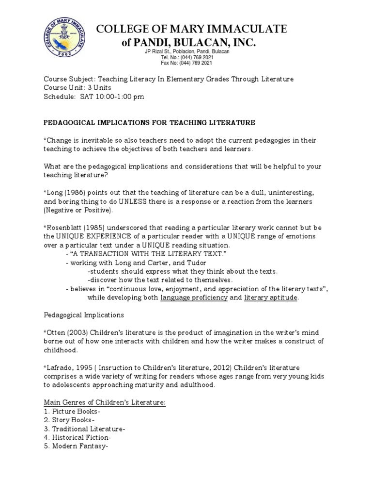 Pedagogical Implication of Teaching Literature in Elementary | PDF ...