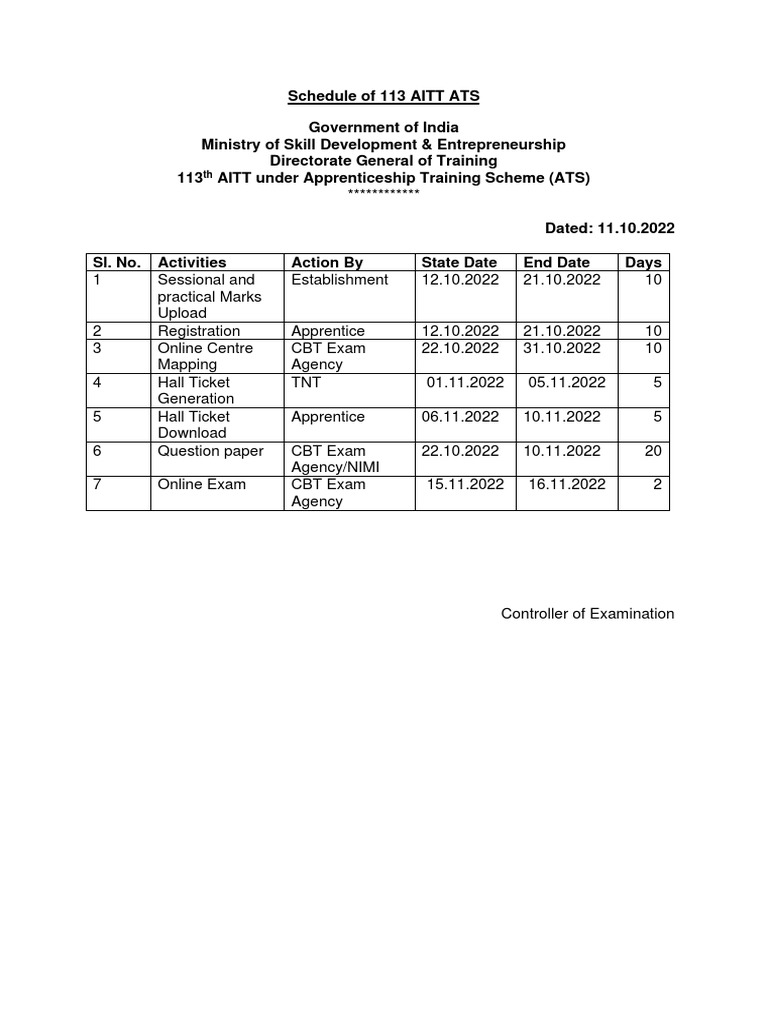 113th AITT ATS Schedule 2022 | PDF | Business