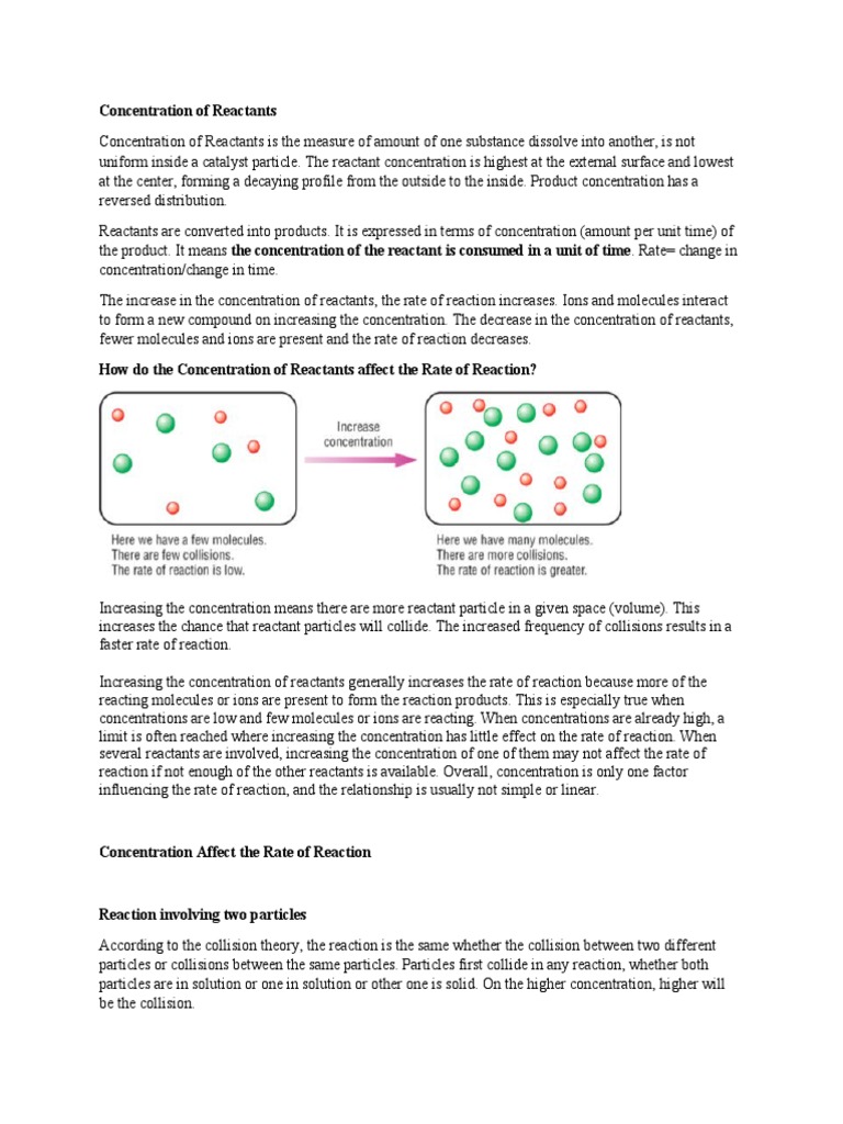 Concentration of Reactants | PDF | Reaction Rate | Chemical Reactions