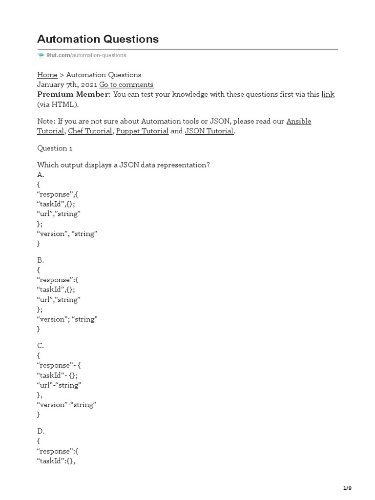 Automation Questions | PDF | Json | Representational State Transfer