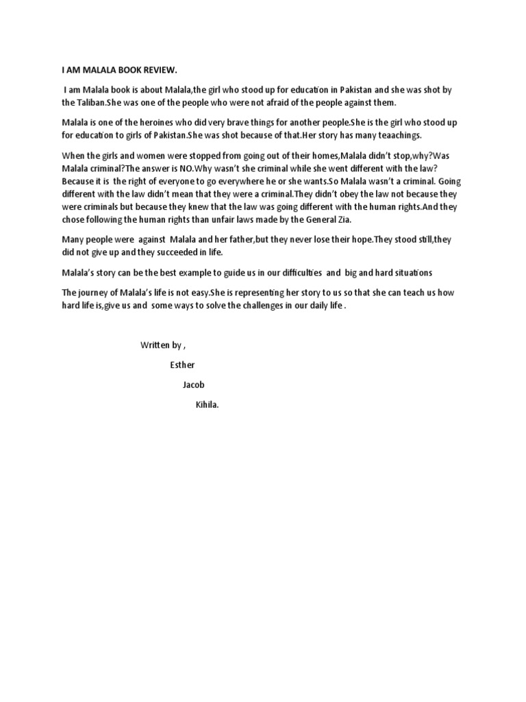 I Am Malala Book Review | PDF