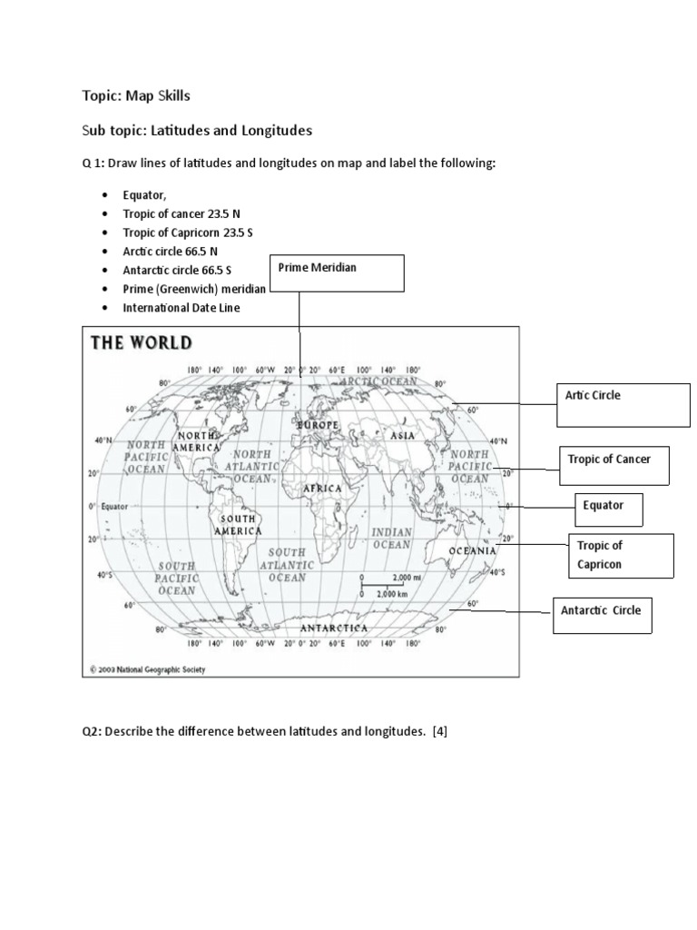 Latitudes and Longitudes Worksheet | PDF