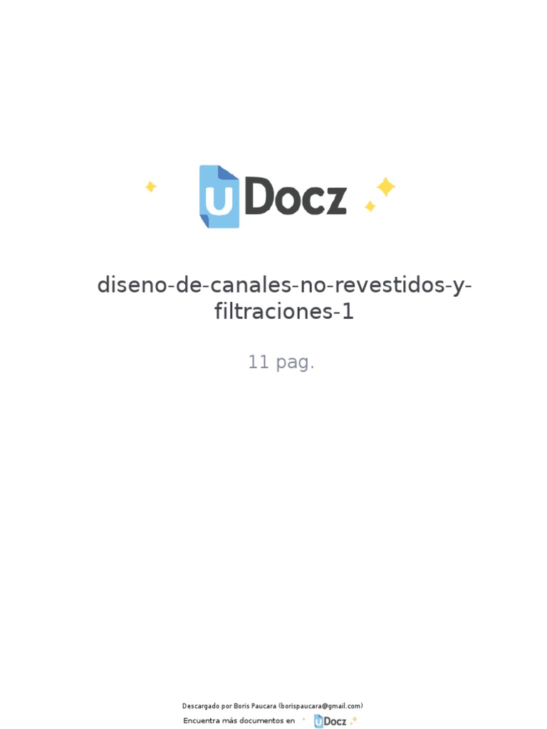 Diseno de Canales No Revestidos y Filtraciones 1 40039 Downloable ... Diseno de Canales No Revestidos y Filtraciones 1 40039 Downloable ...