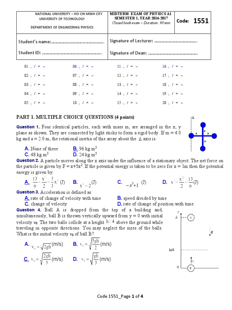 Midterm Exam 2016 2017 01 | PDF | Force | Kinetic Energy