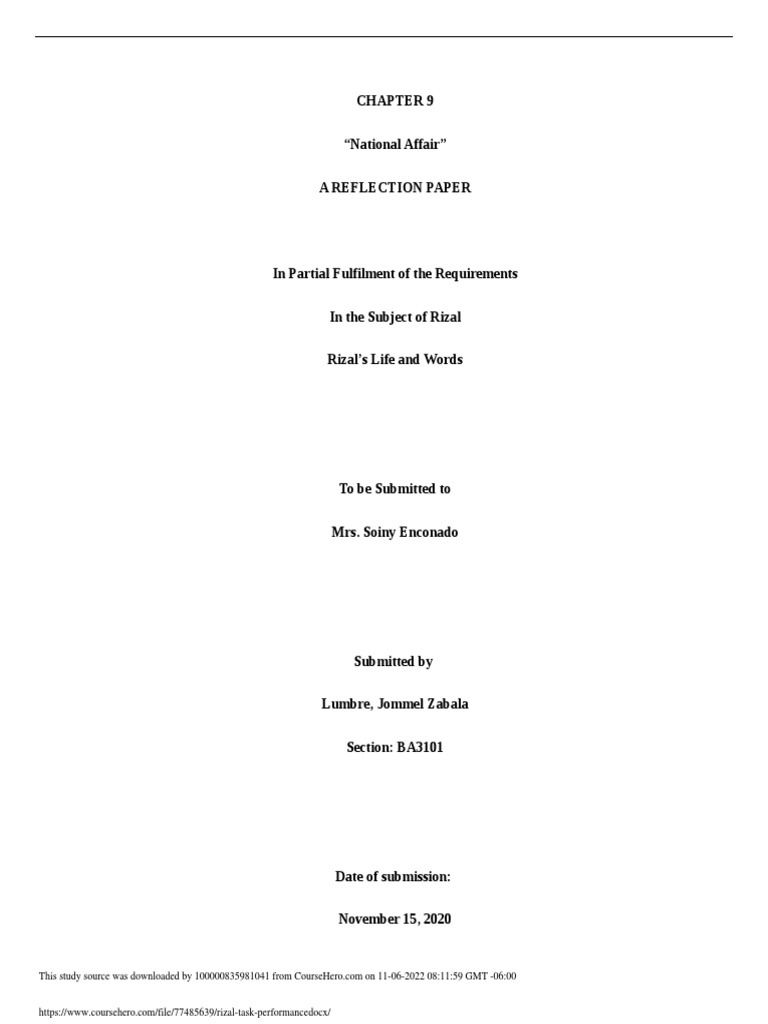 Rizal Task Performance | PDF