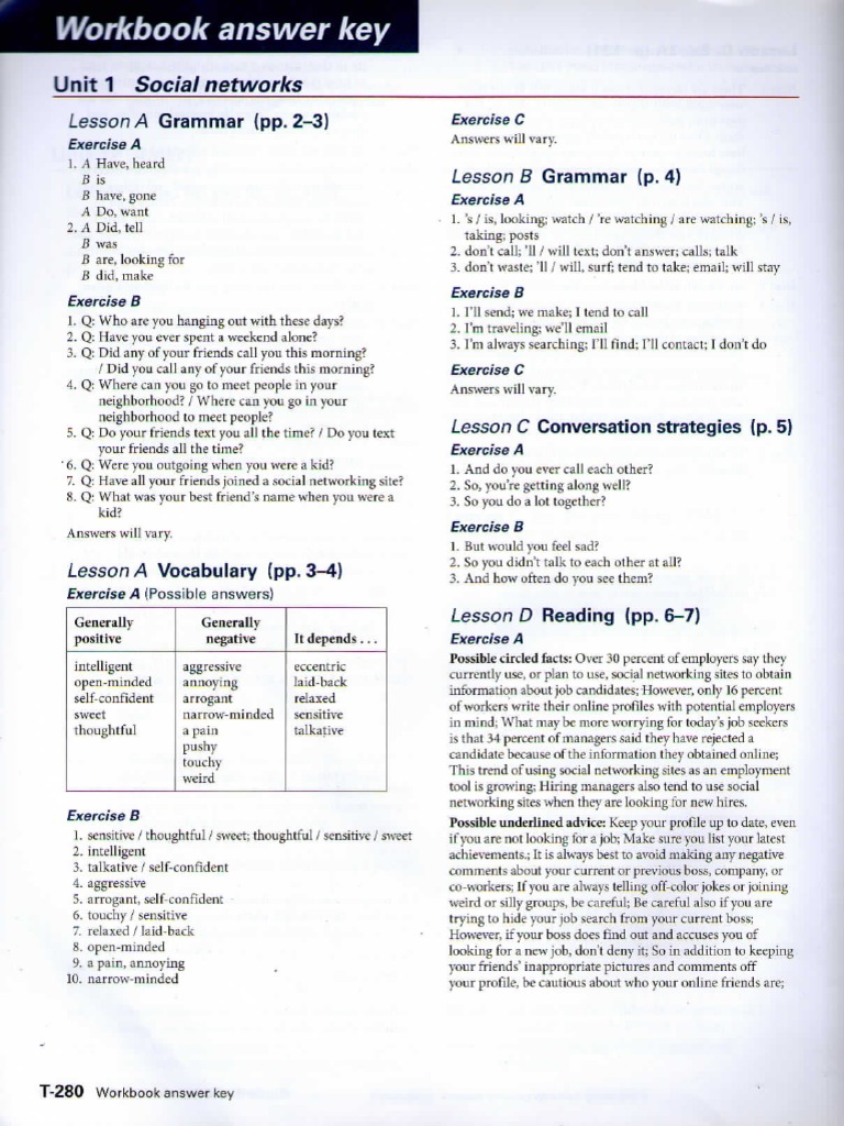 Viewpoint 1 - Workbook (Answers) | PDF
