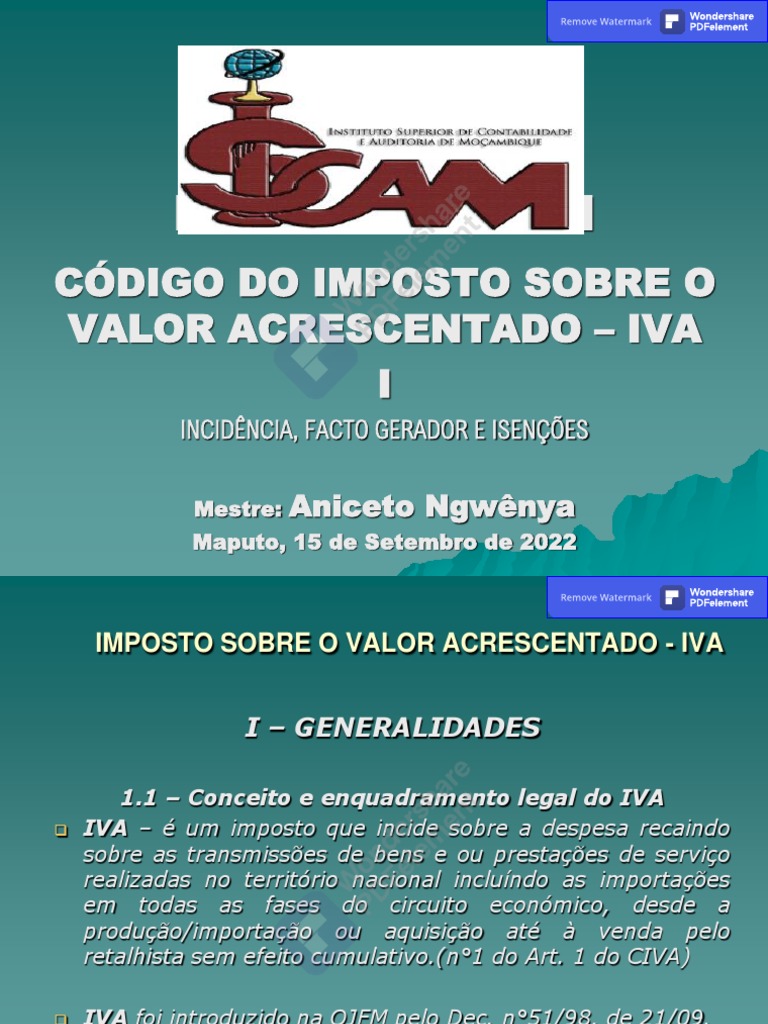 Codigo Do Iva I - 2022 | PDF | Imposto sobre Valor Agregado (IVA ...