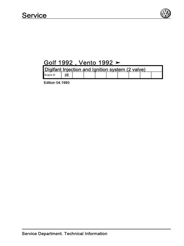 VW Golf 3 2e Digifant Injection Ignition Eng | PDF | Fuel Injection ...
