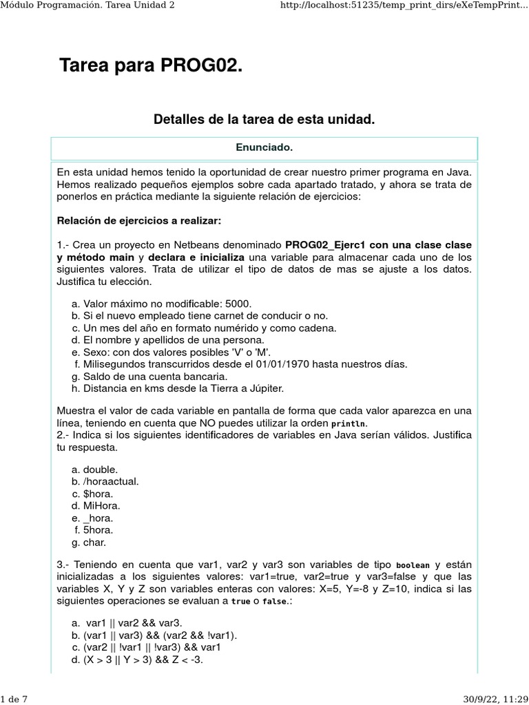 Módulo Programación. Tarea Unidad 2 | PDF | Archivo de computadora | Java (lenguaje de programación)