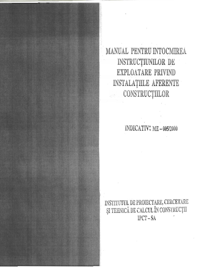 ME 005-2000 - MANUAL Pentru Intocmirea Instructiunilor de Exploatare | PDF