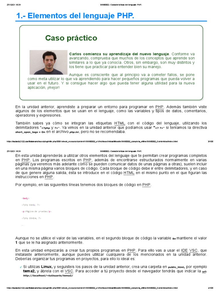 TEMA02-Características Del Lenguaje PHP - IMPRIMIR | PDF | Lenguaje de programación | Redes