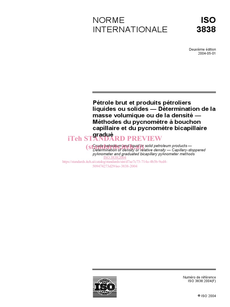 NF en ISO-3838 - Densité Relative | PDF | Organisation internationale ...