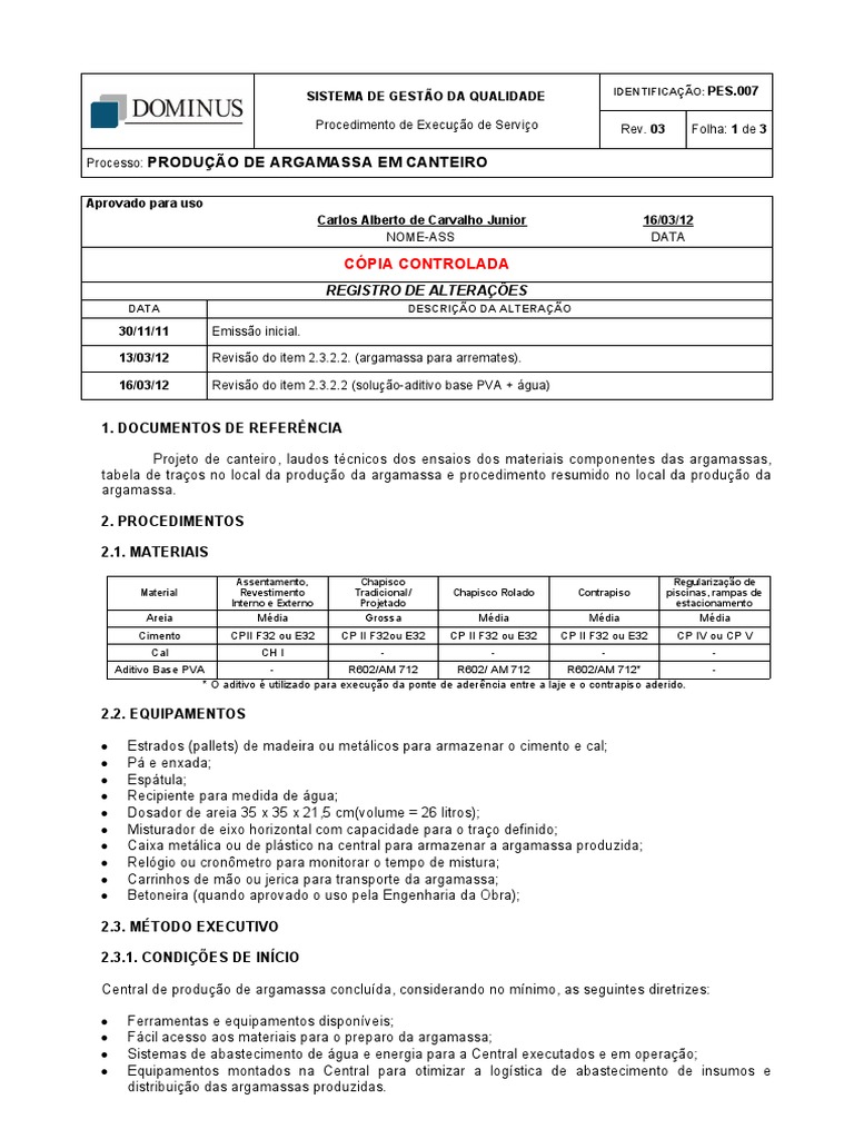 Pes 007 - 03 - Producao de Argamassa em Canteiro | PDF | Argamassa ...