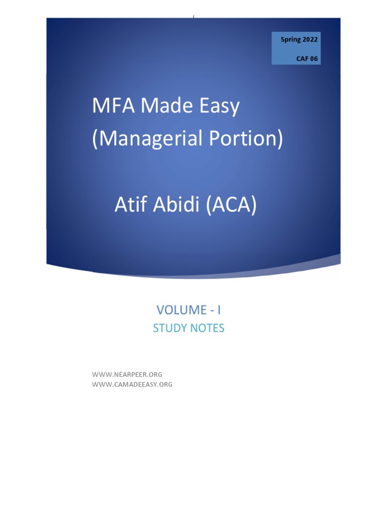 MFA Made Easy - Volume 1 (By Atif Abidi) | PDF | Inflation | Interest