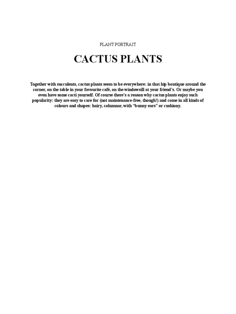 Cactus Plants: Care and Identification | PDF | Succulent Plant | Botany