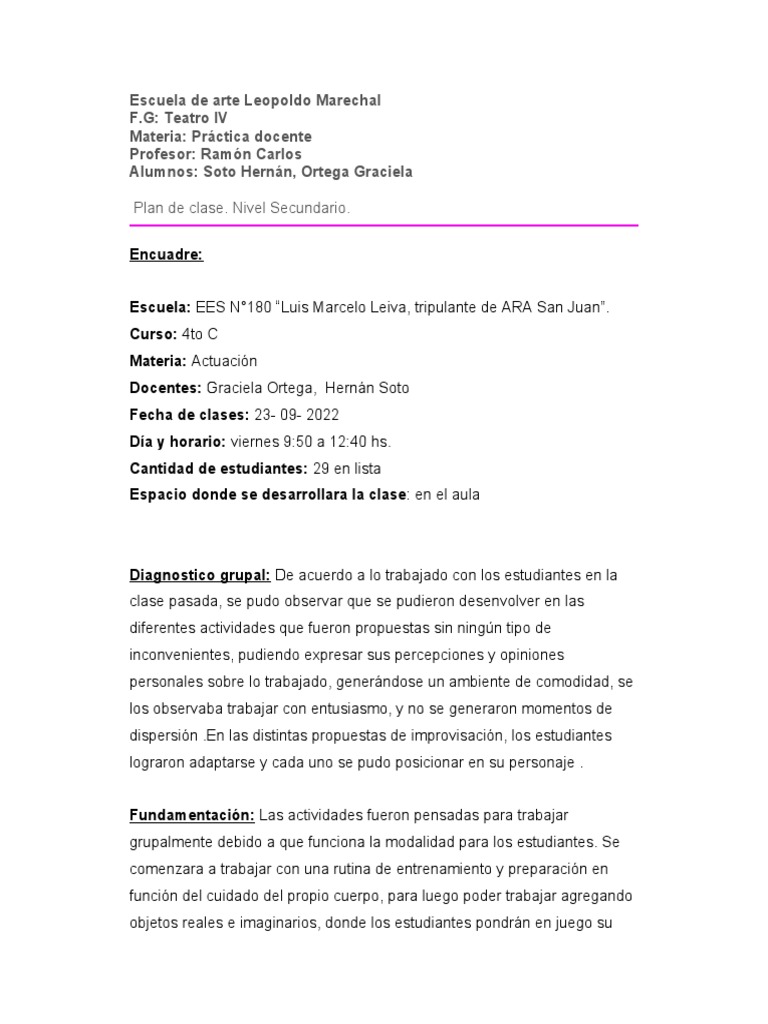 Plan de Clase 23-9 Soto - Ortega | PDF