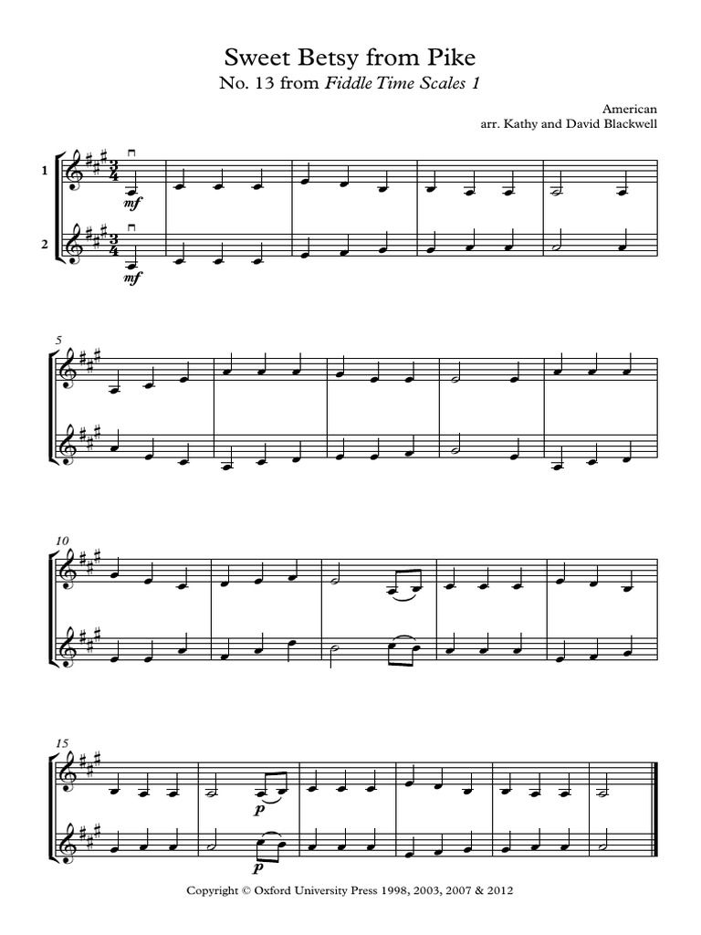Sweet Betsy From Pike Violin Duet | PDF