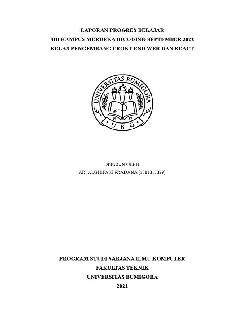 Ari Alghifari Pradana - 2001010099 - Laporan Progres Belajar SIB Dicoding - September 2022 | PDF