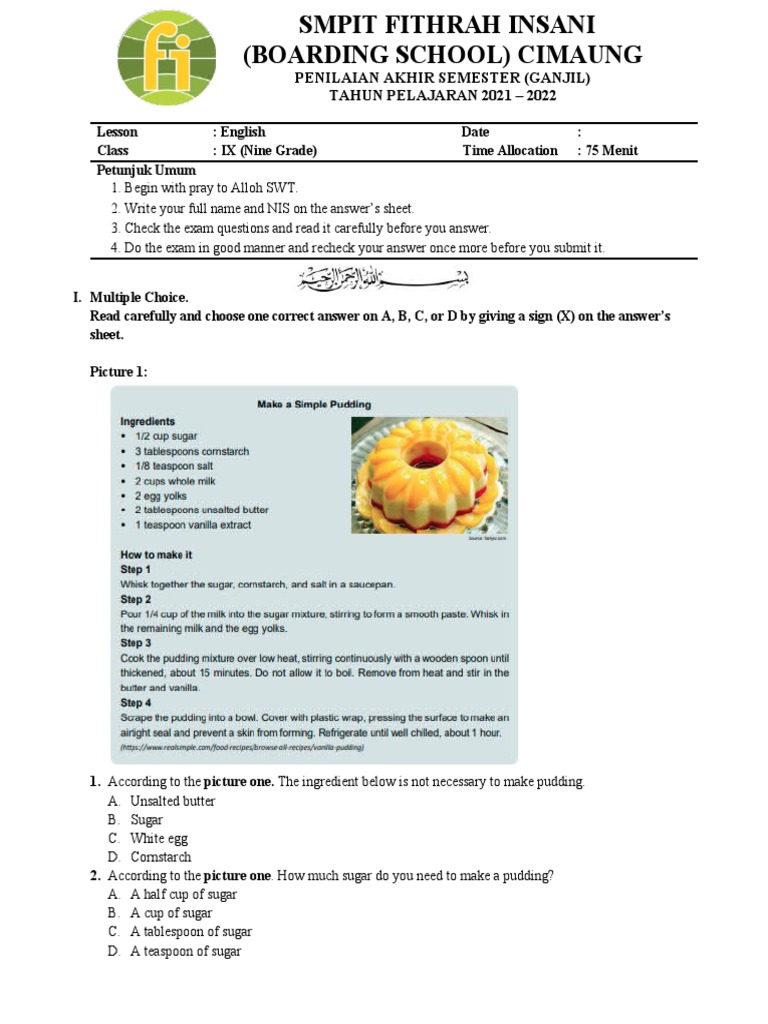 Soal Pas B Inggris Kelas Xi SMT 1 2021 2022 | PDF