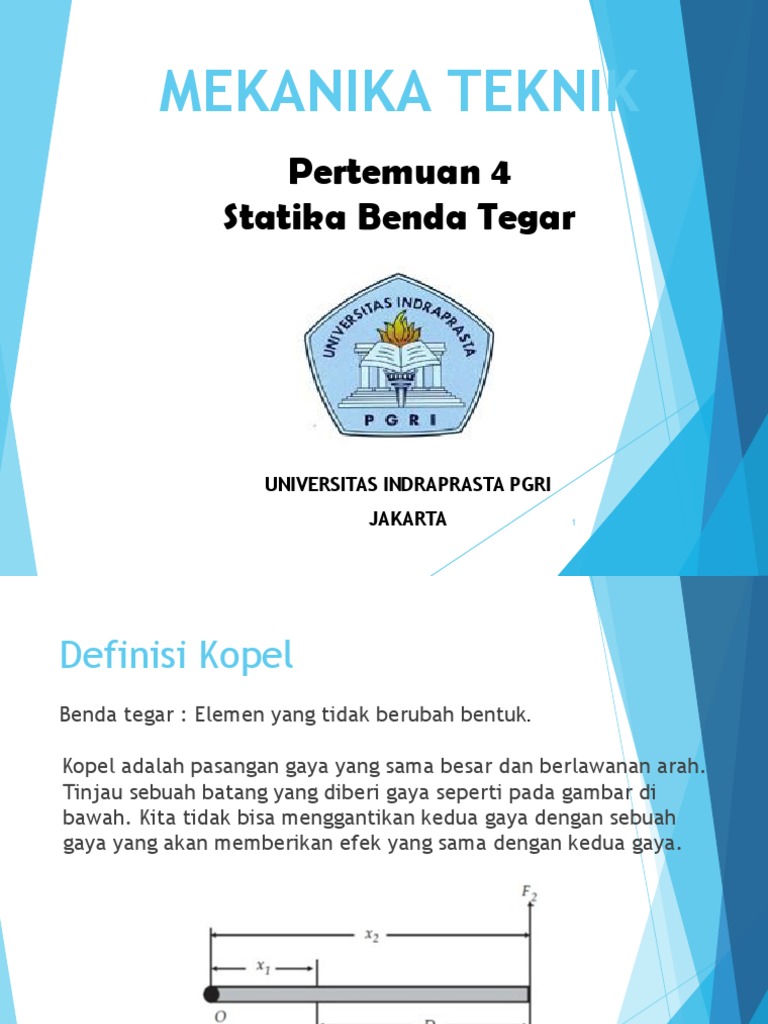 MEKANIKA TEKNIK Pertemuan 4 - Statika Benda Tegar | PDF