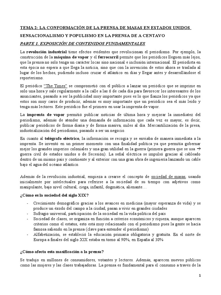 Tema 2 | PDF | Periódicos | Revolución industrial