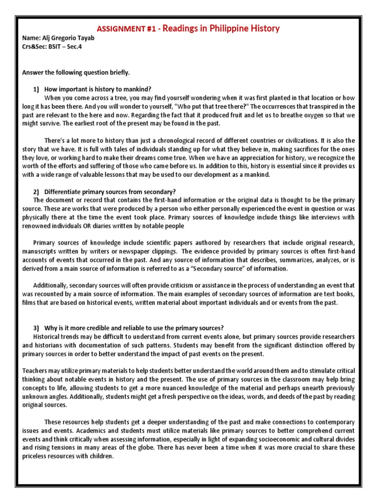 TAYAB ALJ-Assignment #1 | PDF | Primary Sources