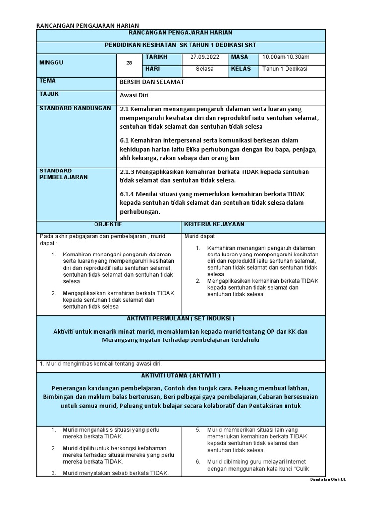 RPH Minggu 25 PK THN 1 by Cikgu Gorgeous | PDF | Karier & Perkembangan