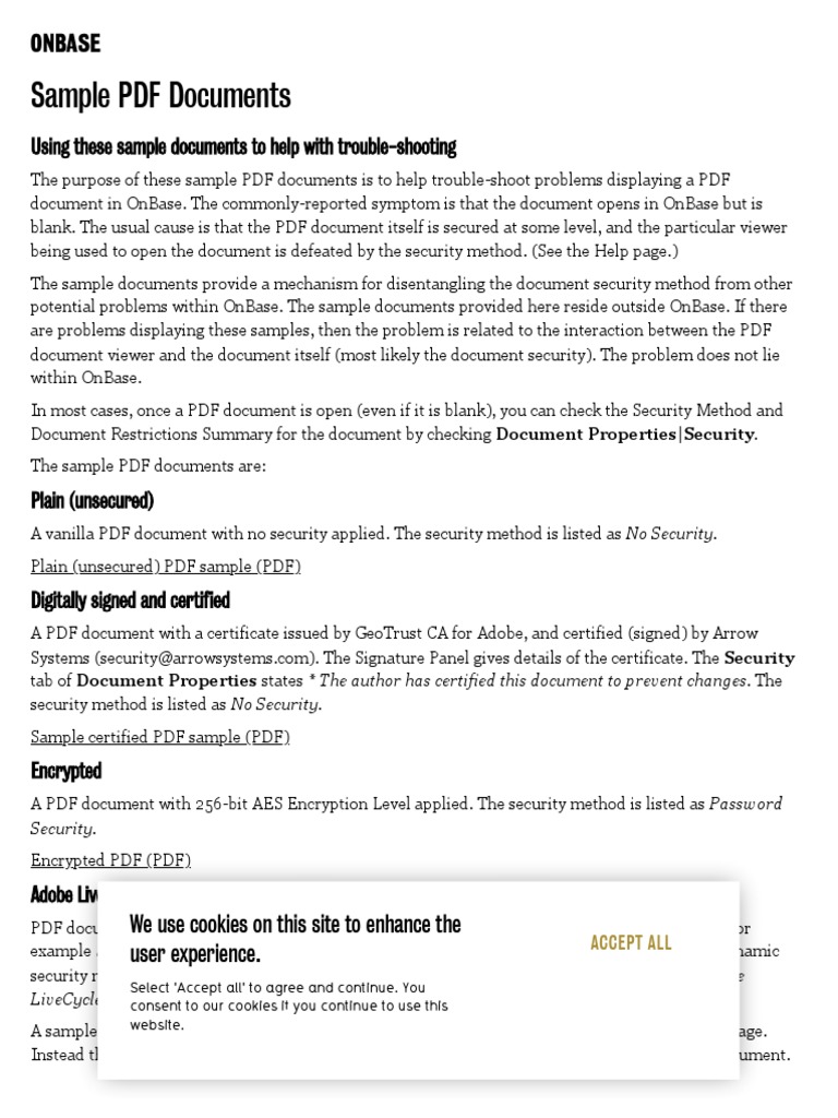 Sample PDF Documents - OnBase - University of Waterloo | PDF | Http Cookie | Public Key Certificate