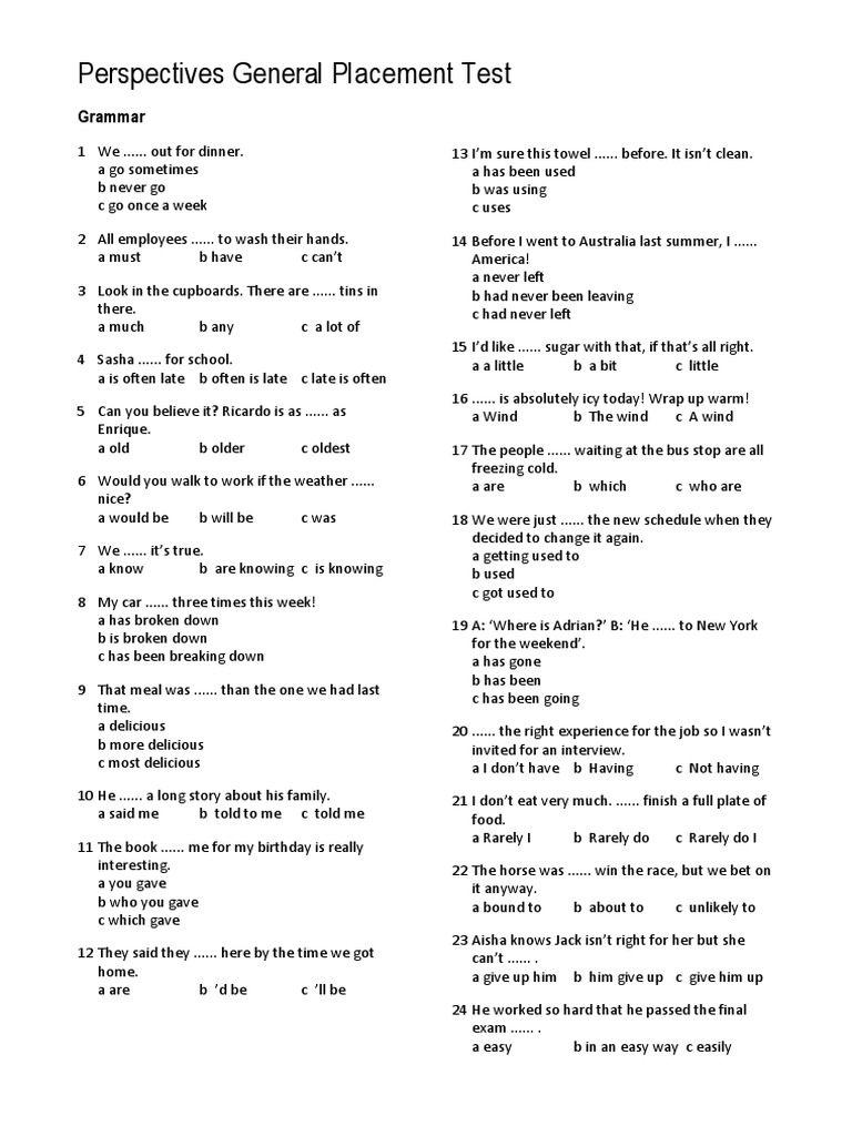 Perspectives General Placement Test | PDF