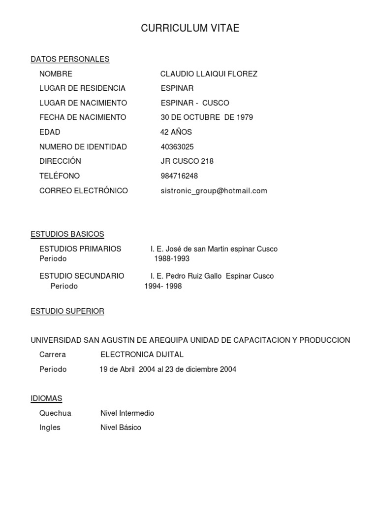 Curriculum - Claudio Octubre 2020 | PDF