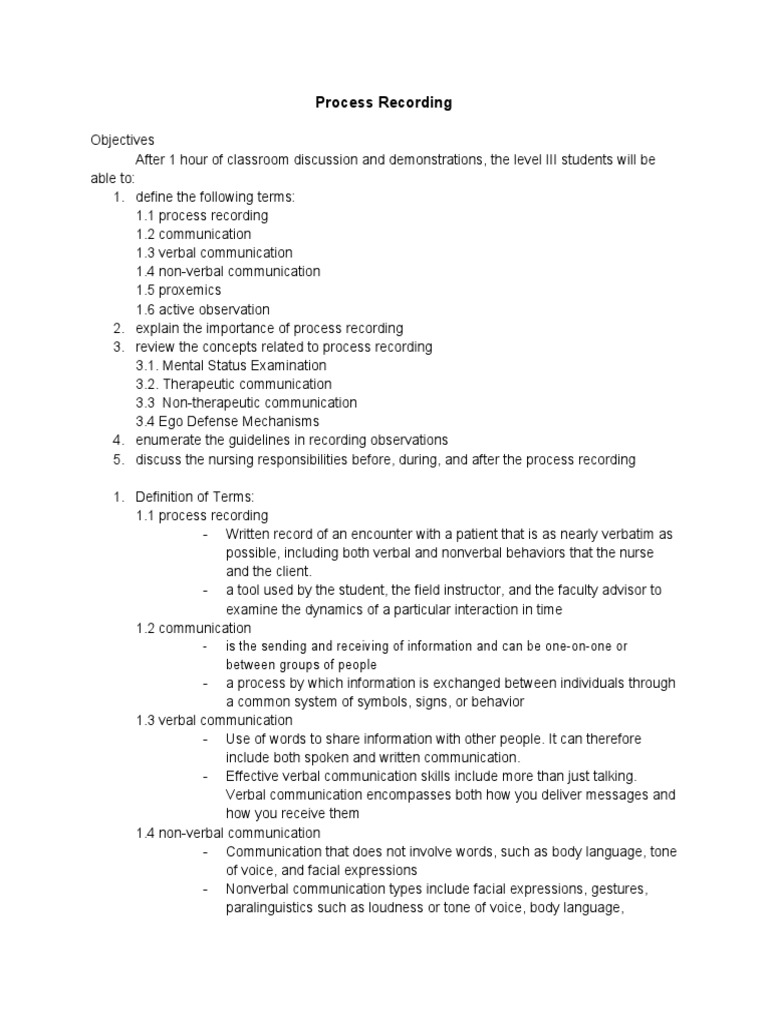 Process Recording | PDF | Nonverbal Communication | Communication