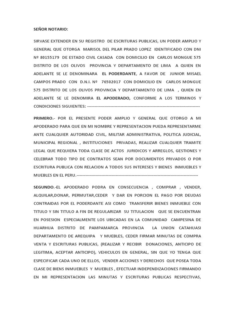 Señor Notario - Maribel Prado | PDF | Cheque | Dinero