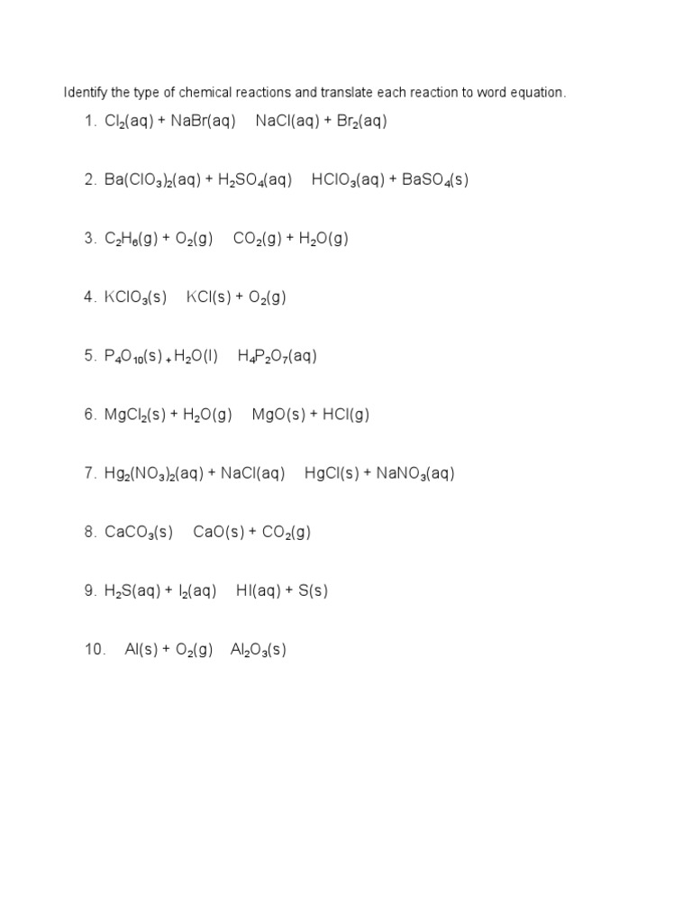 Chemical Reactions and Equations Activity | PDF