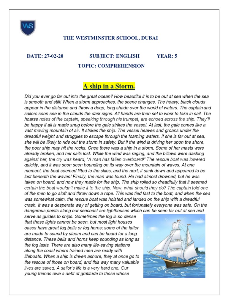 Comprehension Word | PDF | Ships | Sailor