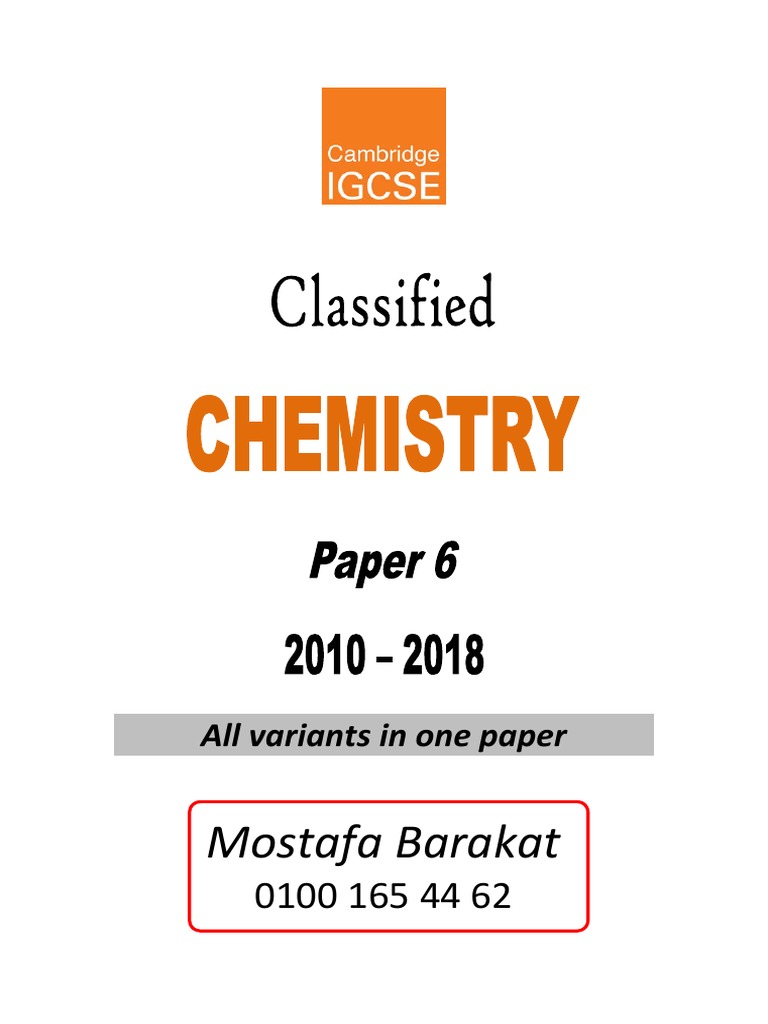 Classified Chemistry Cambridge Igcse Paper 6 Science Pdf Solubility Water