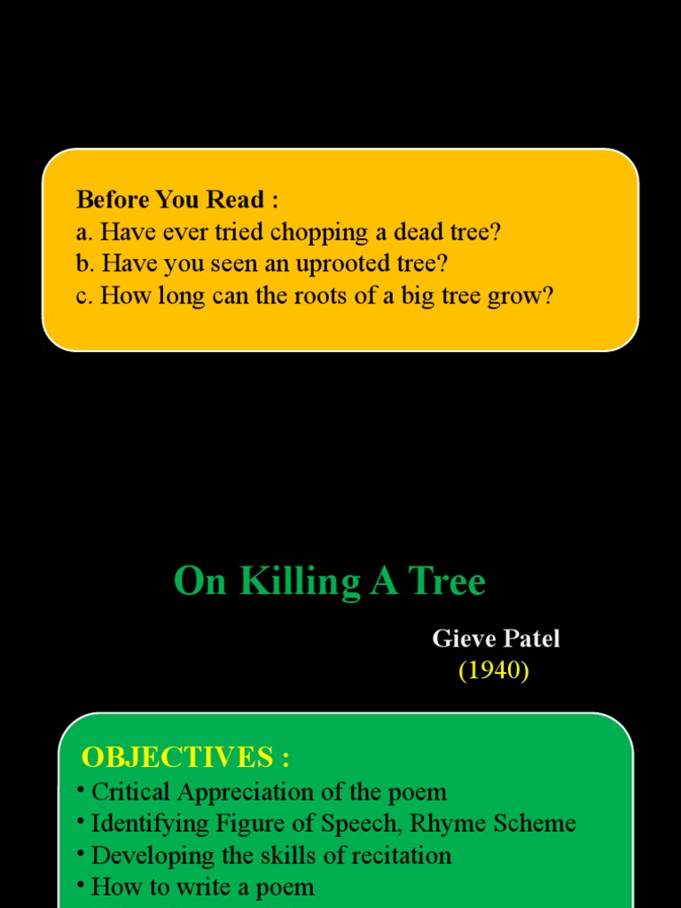 On Killing A Tree | PDF | Trees | Poetry