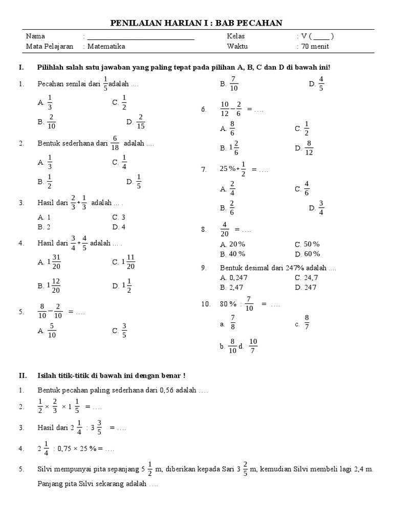 PH I MTK Kelas 5 | PDF