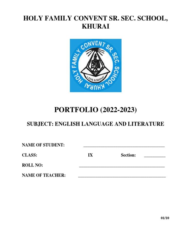 English Portfolio Class IX 2022-23 - Rough Draft | PDF