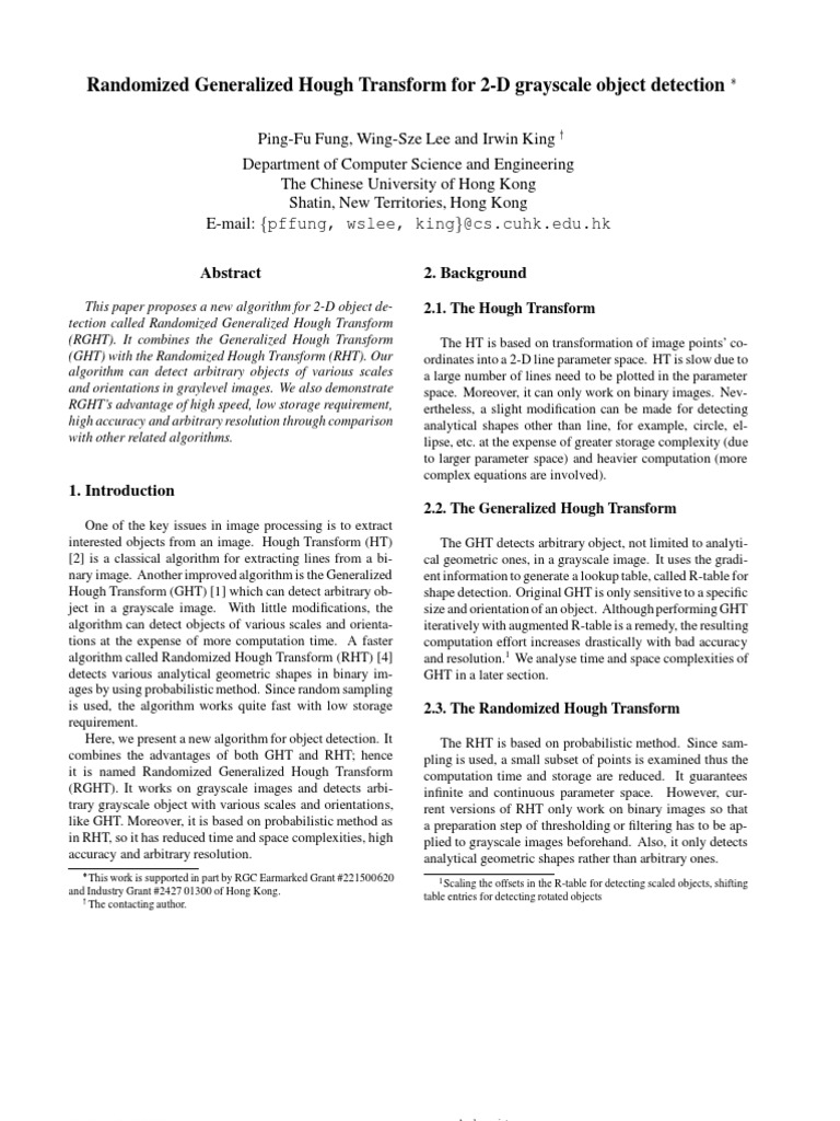 Randomized Generalized Hough Transform For 2-D Grayscale Object ...