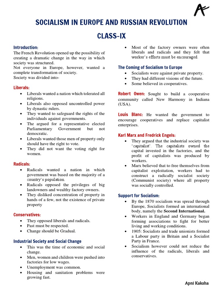 Socialism in Europe and Russian Revolution | PDF | Russian Empire ...