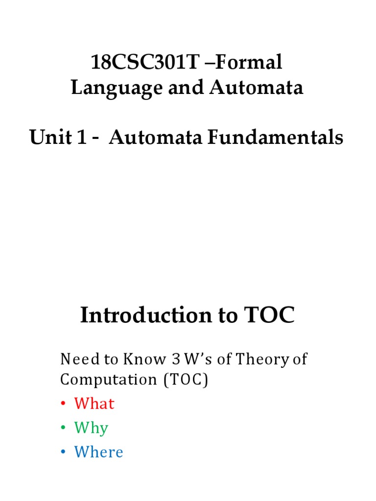 Unit 1 - Finite Automata | PDF | Theory Of Computation | Regular Expression