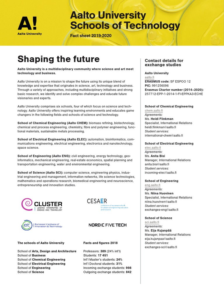 AALTO Factsheet Tech 2019-2020 | PDF | Finland