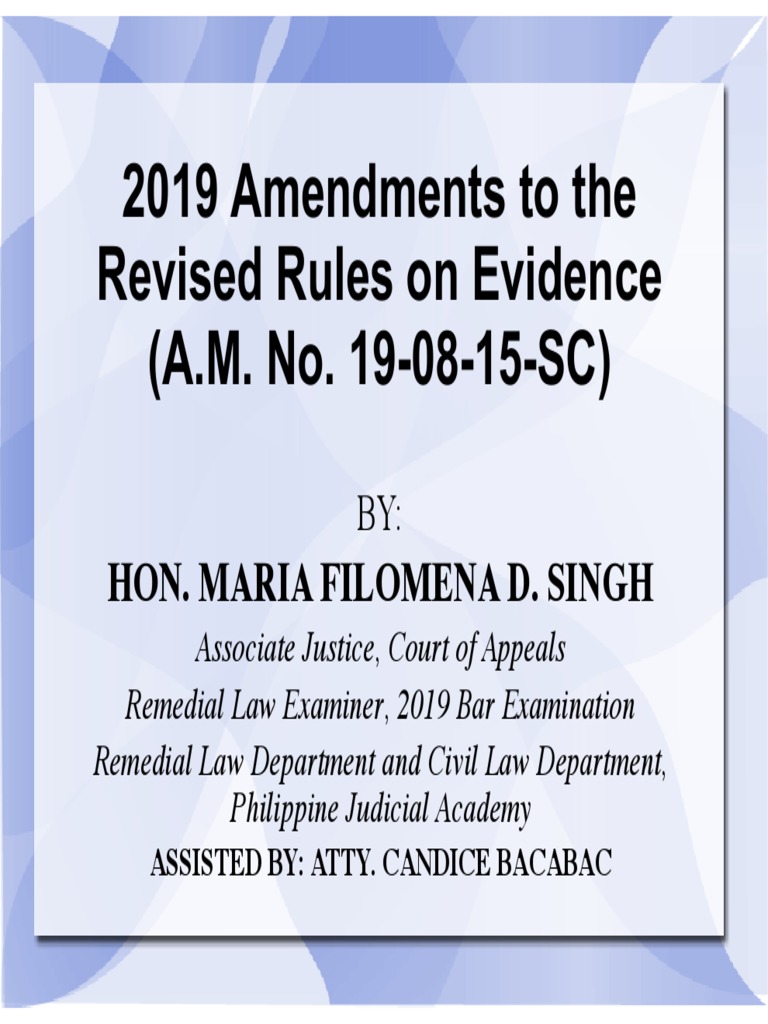 2019 Amendments to Evidence Rules | PDF | Hearsay | Evidence (Law)