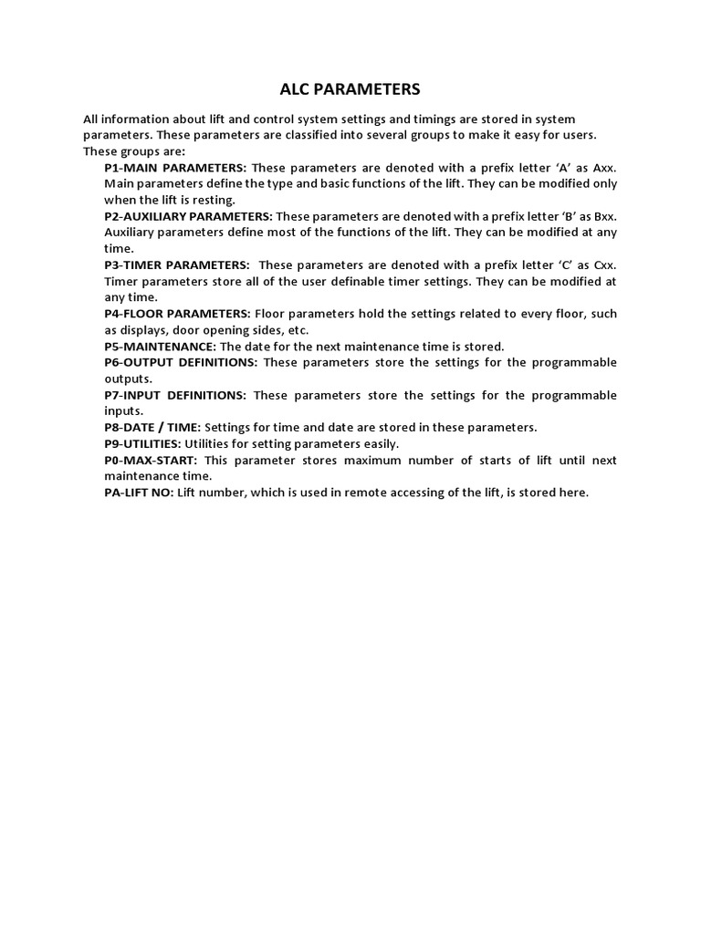 Aybey Alc Par | PDF | Elevator | Parameter (Computer Programming)