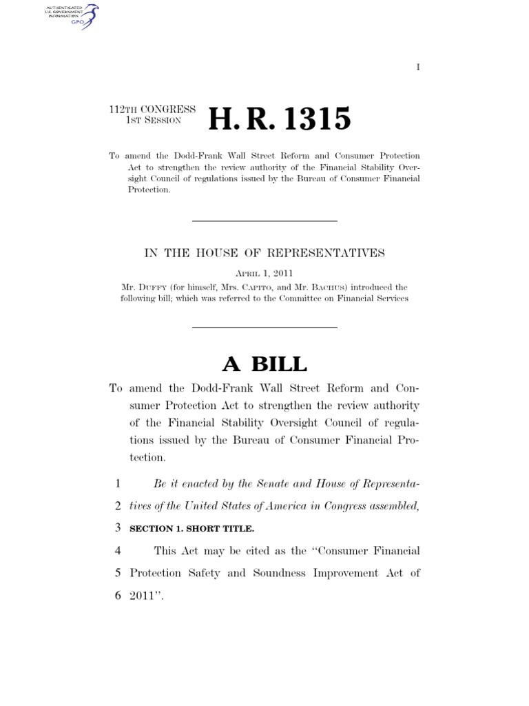 Consumer Financial Protection Act Amendments | PDF | Politics