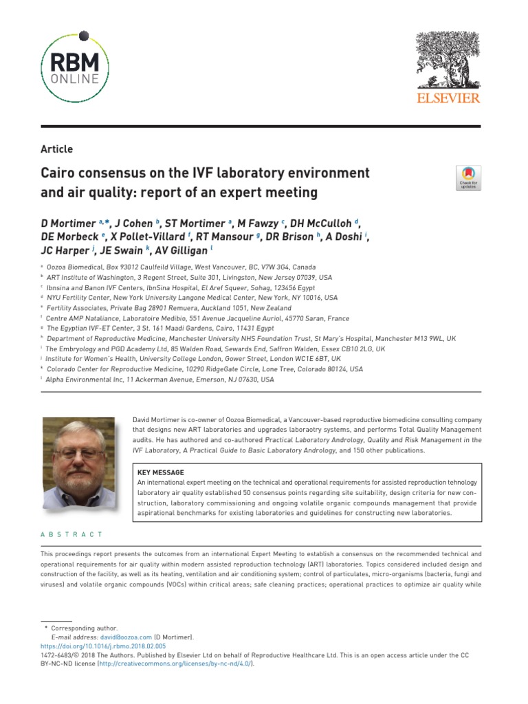 Cairo Consensus On The IVF Laboratory Environment and Air Quality ...