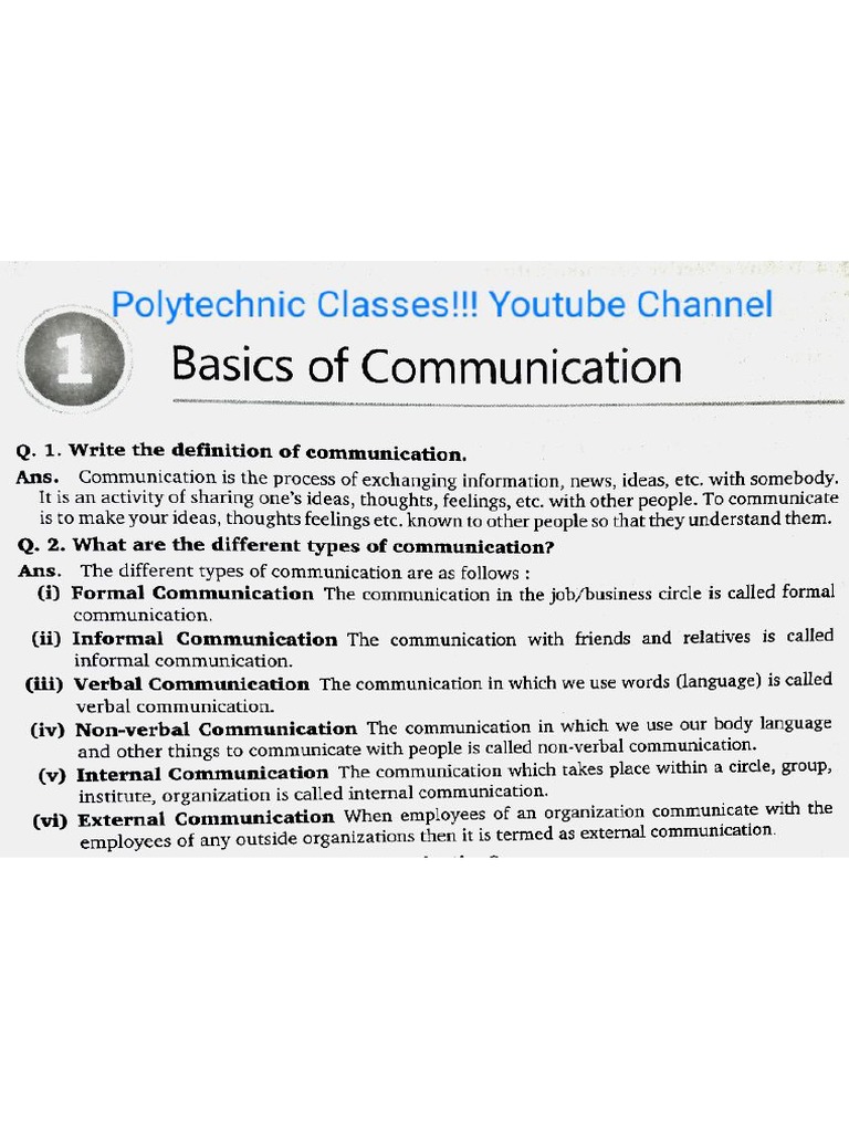 Communication Skill Imp Q & A Polytechnic | PDF