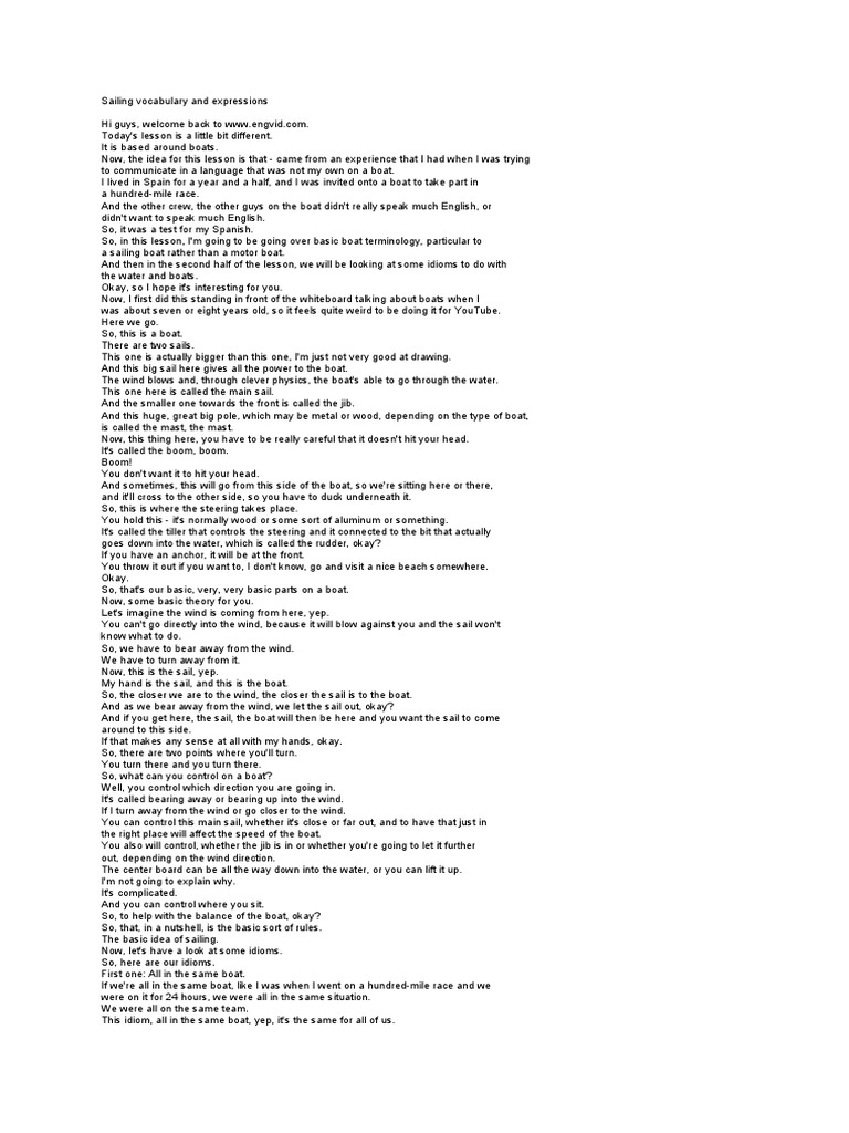 Essential Sailing Vocabulary & Idioms | PDF | Foreign Language Studies